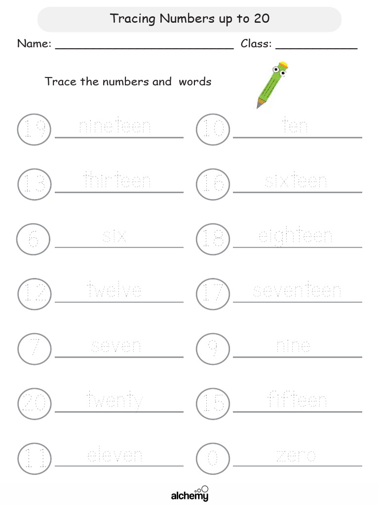 Primary Maths Worksheet (Tracing Numbers Up To 20) | PDF
