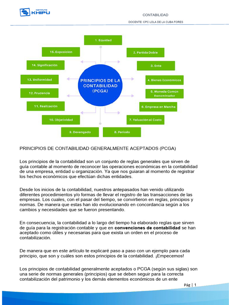 Principios de Contabilidad Generalmente Aceptados | PDF | Contabilidad ...