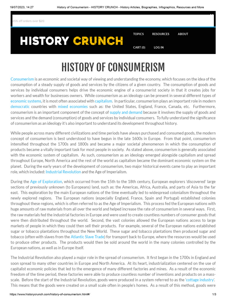 History of Consumerism - | PDF