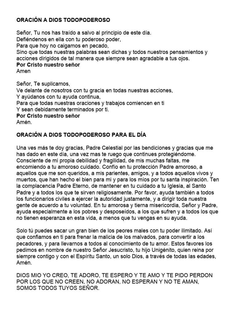 Oración A Dios Todopoderoso | PDF | Oración | orador del Señor