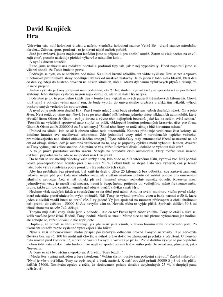 David Krajicek Hra | PDF