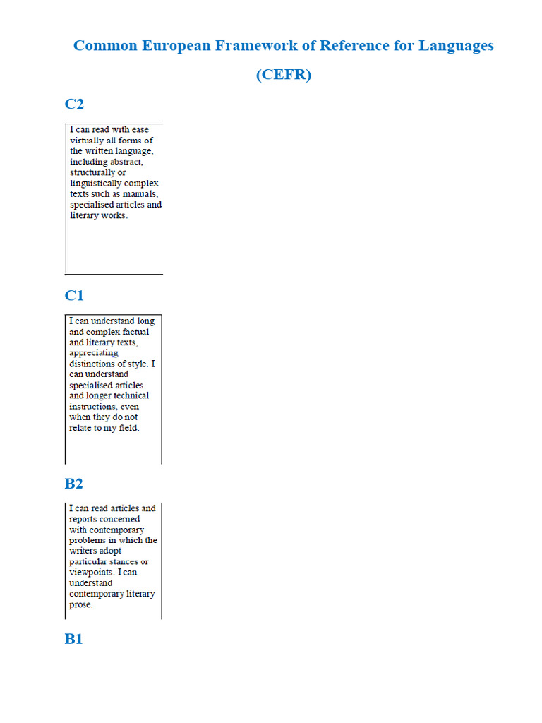 CEFR Reading | PDF