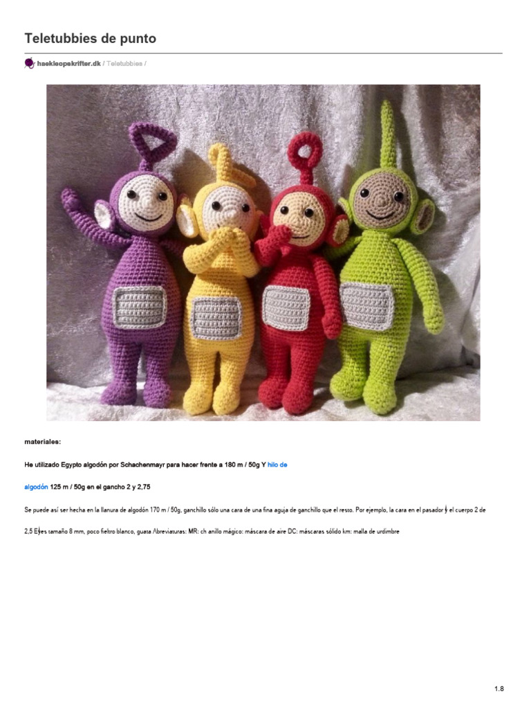 Teletubbies - Da.pdf Versión 1 | PDF | Tejer | Arte popular