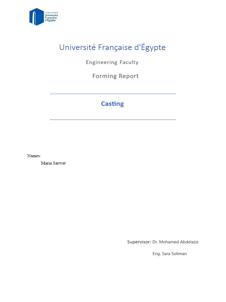 Maria Sarwat Casting | PDF | Casting | Mechanical Engineering