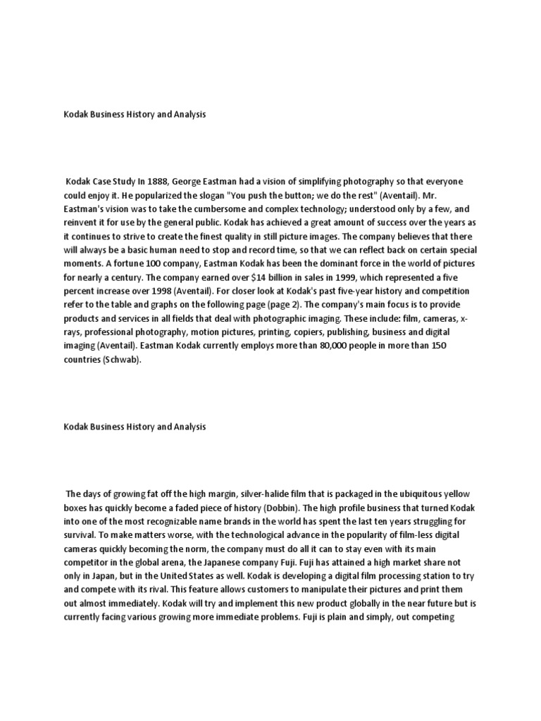 Kodak Business History and Analysis | PDF | Fujifilm | Economic Growth