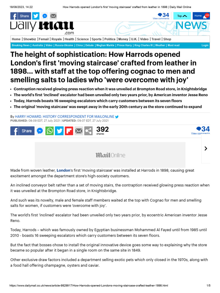 Harrods' Leather Moving Staircase 1898 | PDF | Escalator | Stairs