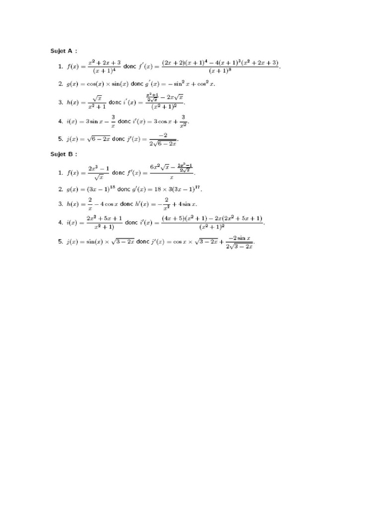 TD1 Corrigé Dérivé | PDF