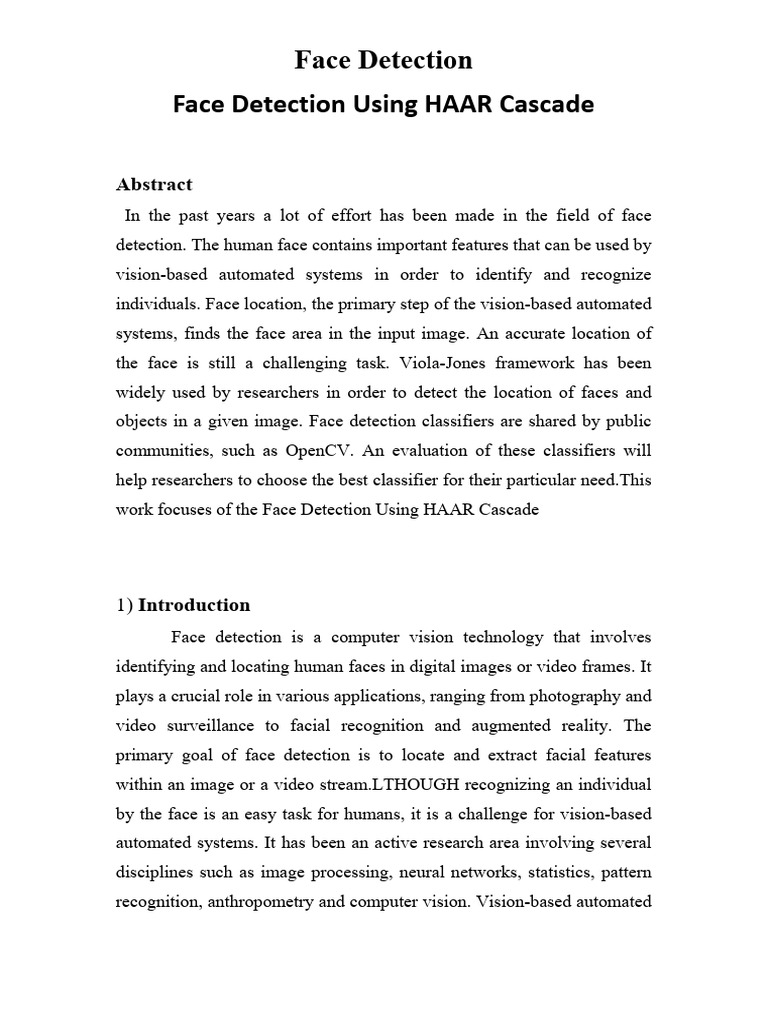 Face Detection | PDF | Computer Vision | Artificial Intelligence