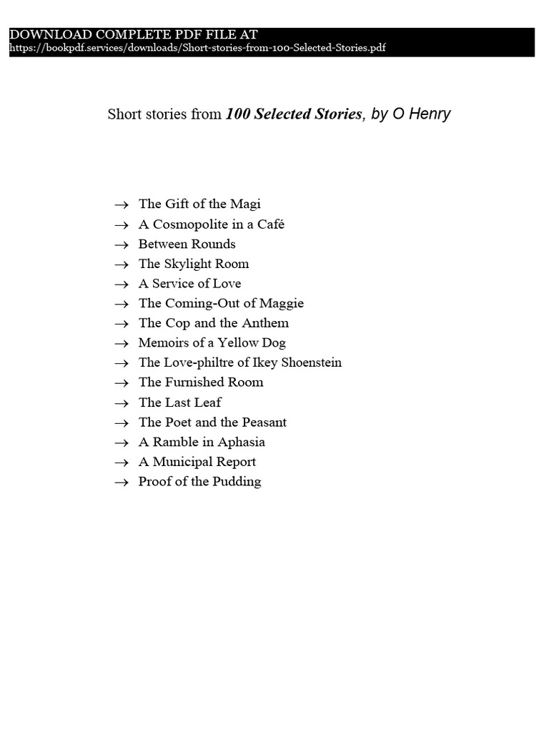 Short Stories From 100 Selected Stories PDF 7658882pdf | PDF