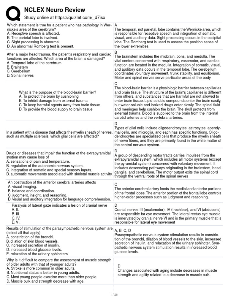 NCLEX Neuro Review - Merged | PDF | Brain Tumor | Human Brain