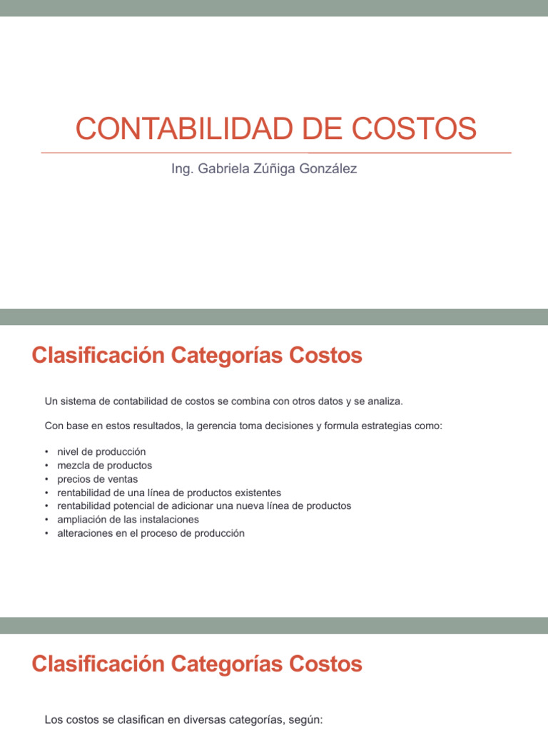 Clasificación de Los Costos | PDF