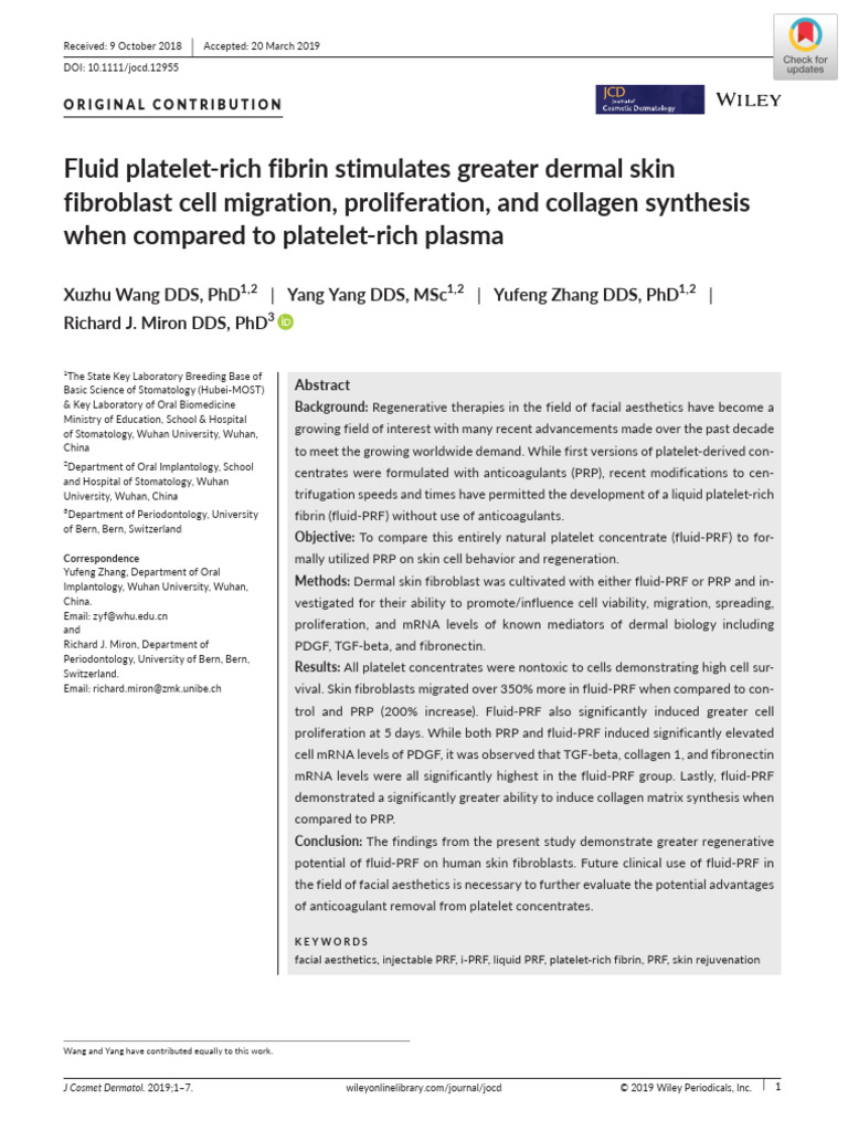 Fluid Platelet Rich Fibrin Stimulates Greater Dermal Skin Fibroblast ...