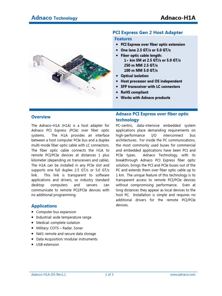 Adnaco H1A DS Rev1.1 Ia | PDF