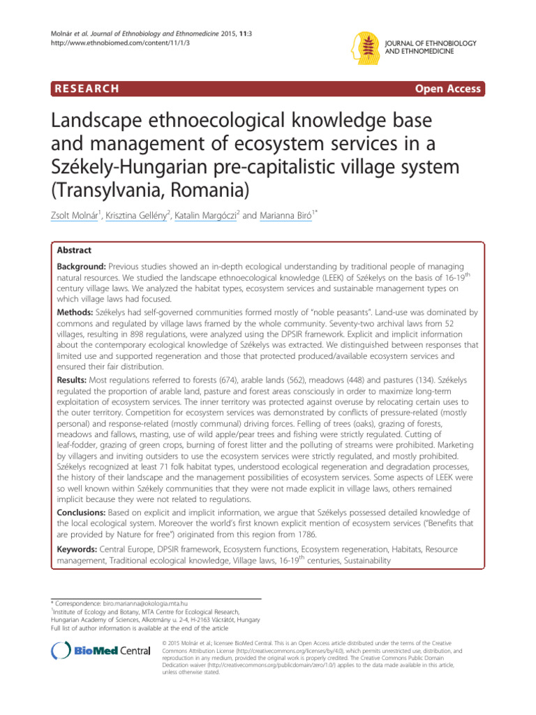 Landscape Ethnoecological Knowledge Base and Management of | PDF ...