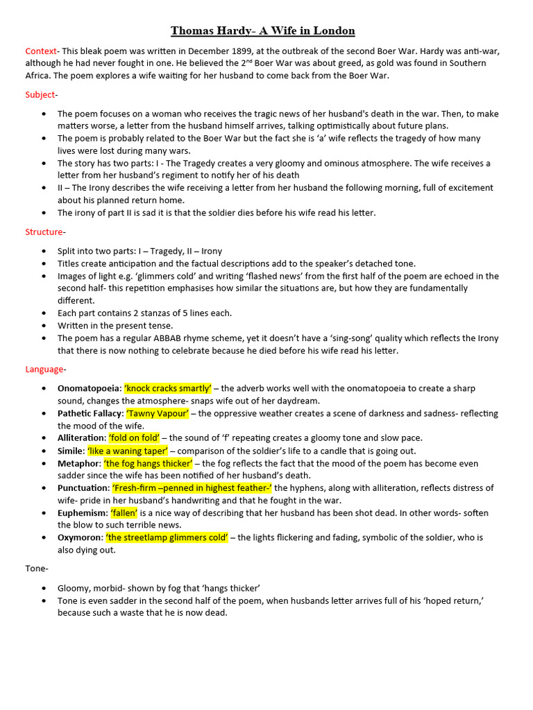 A Wife in London - by Thomas Hardy | PDF