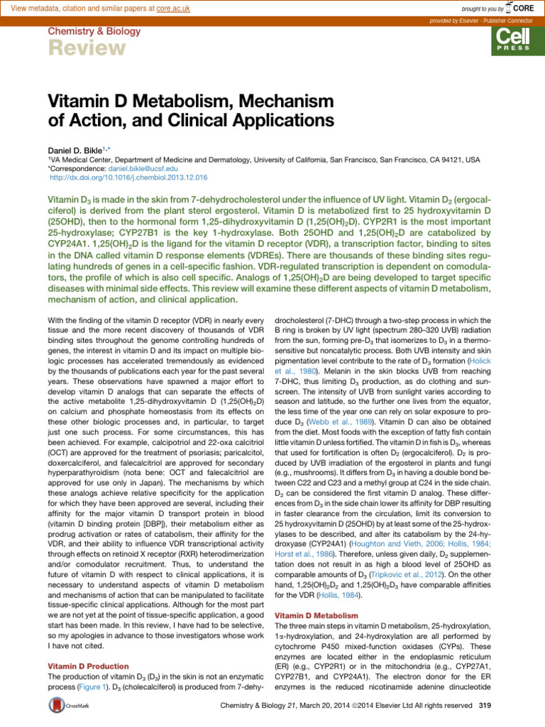 Vitamin D Metabolism... Mechanism of Action and Clinical Appllications ...