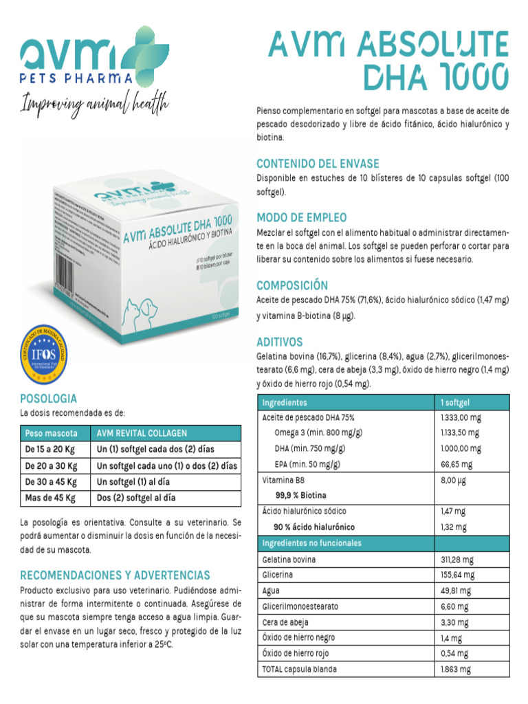 Avm Absolute DHA 1000: Contenido Del Envase | PDF