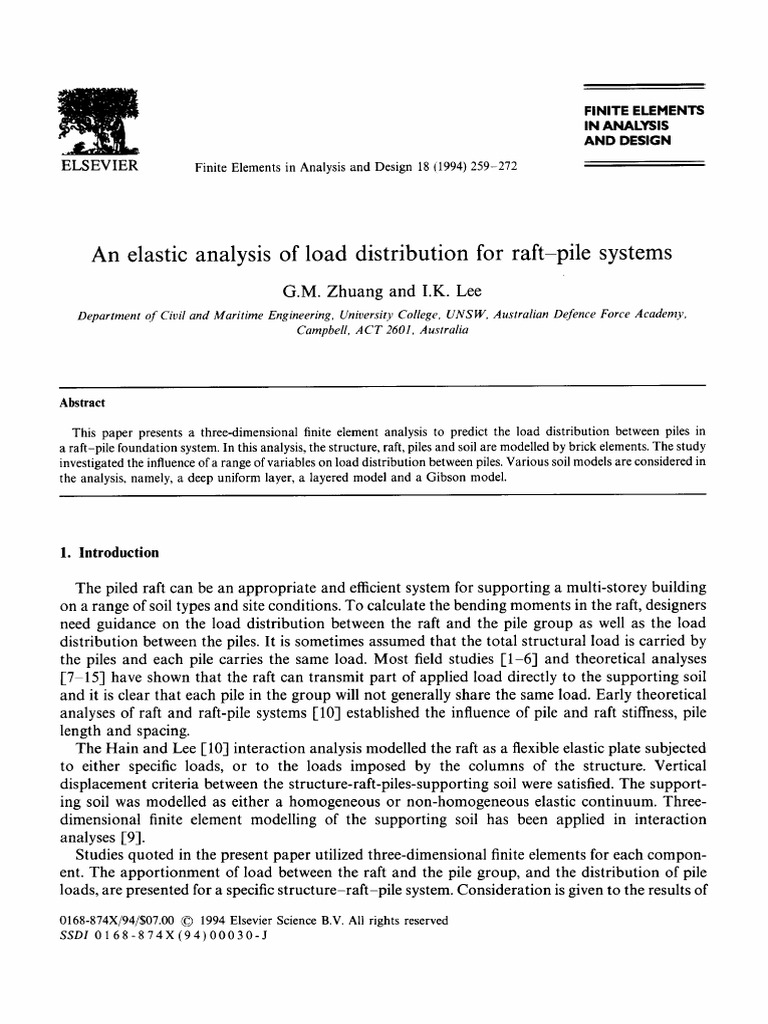 An Elastic Analysis of Load Distribution For Raft-Pile Systems | PDF ...