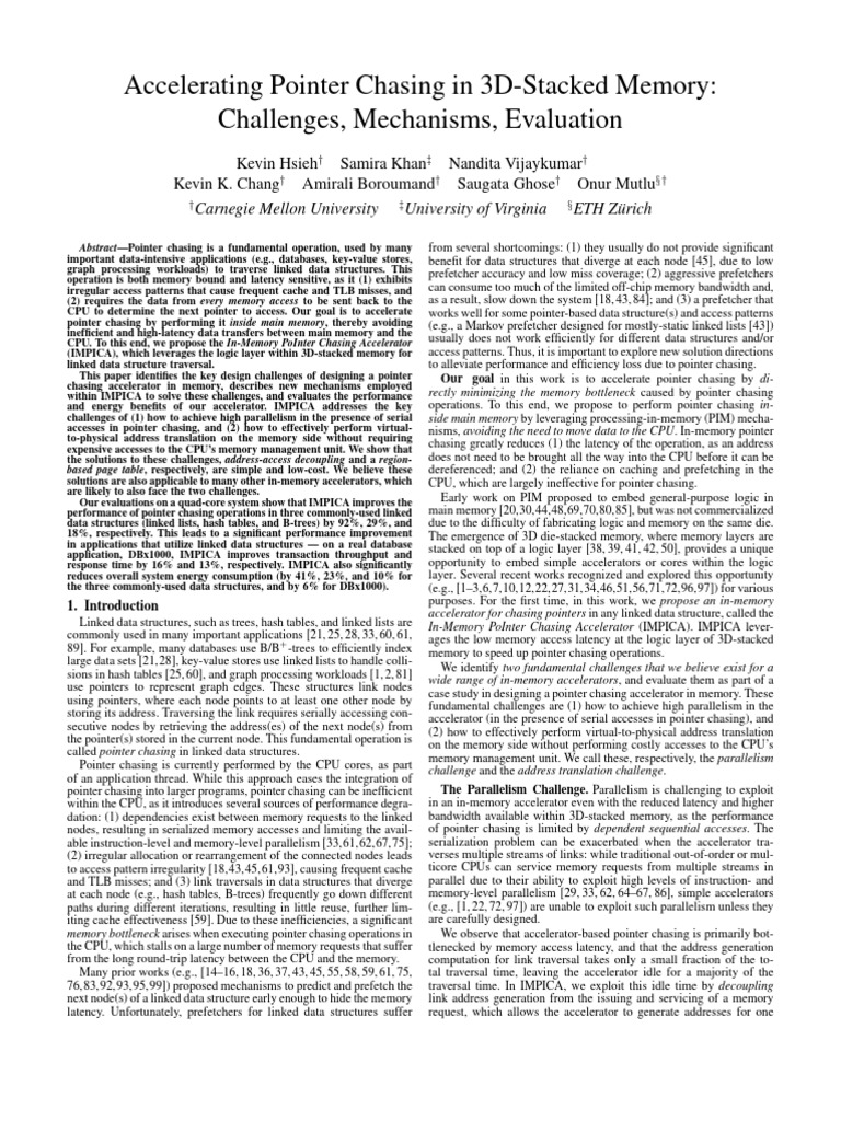 In Memory Pointer Chasing Accelerator - Iccd16 | PDF | Cpu Cache | Parallel Computing