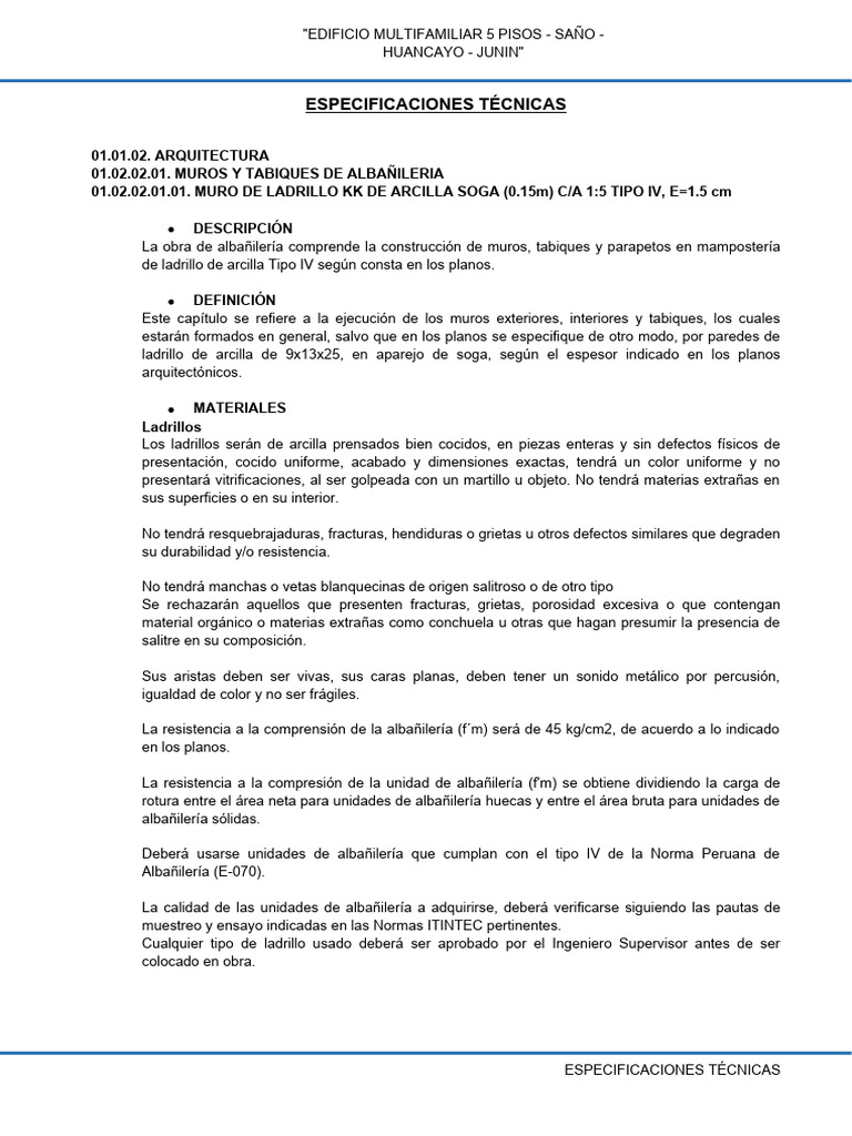08.03 Eett Arquitectura de Viv. Mult. 5P Saños | PDF | Hormigón | Cemento