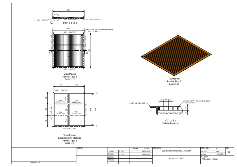 Plano Estructura Parrilla Tipo 2 | PDF | Dibujo técnico | Infografia