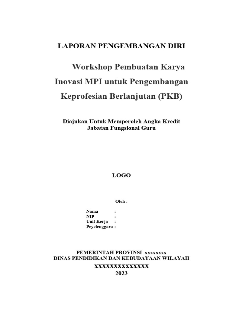 Salinan Contoh Laporan Pengembangan Diri Workshop KI PKB | PDF