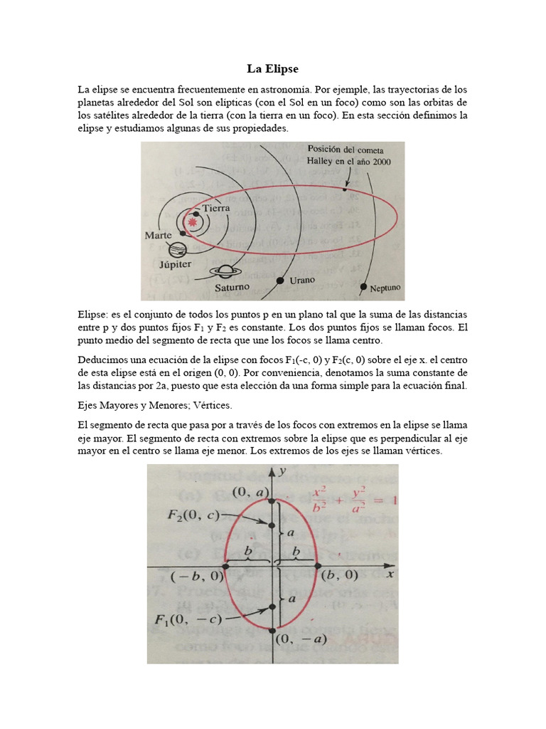 La Elipse | PDF | Elipse | Matemática Elemental
