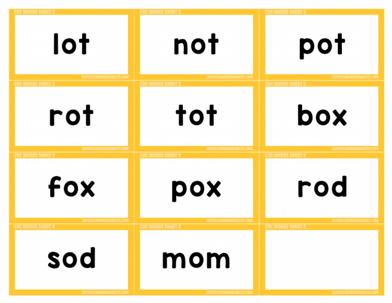 CVC Sight Word Short o 3 | PDF