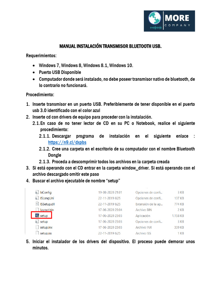 Manual Instalación Transmisor Bluetooth Usb | PDF | Windows 10 | Bluetooth