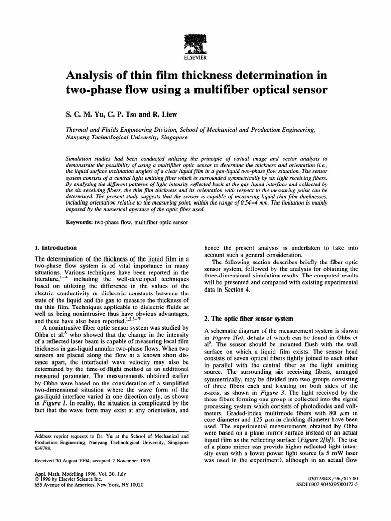 Analysis Of Thin Film Thickness Determination In Two P 1996 Applied Mathemat Pdf Optical 