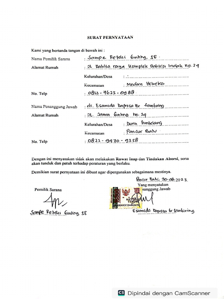 Surat Pernyataan Aborsi | PDF