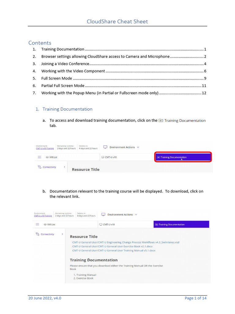 CloudShare Cheat Sheet | PDF | Icon (Computing) | Menu (Computing)
