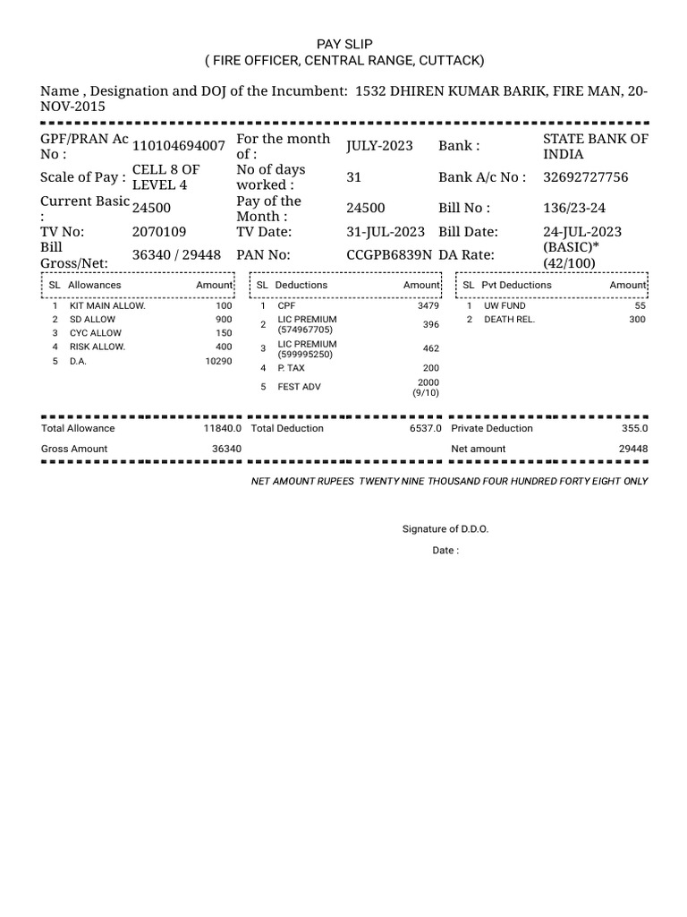 Pay Slip Detail (1) - 5 | PDF | Taxes | Government Finances