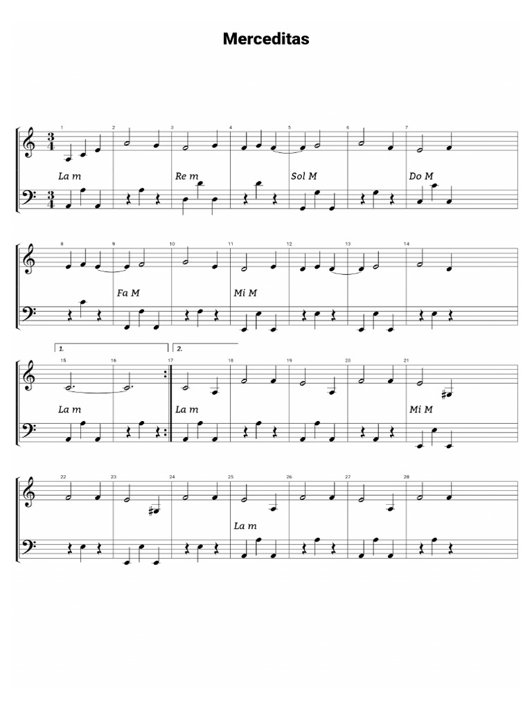 Merceditas Simplificado (Para Acordeón) | PDF