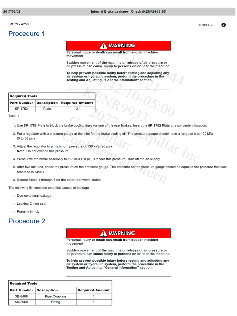 Internal Brake Leakage Testing Guide | PDF | Leak | Machines
