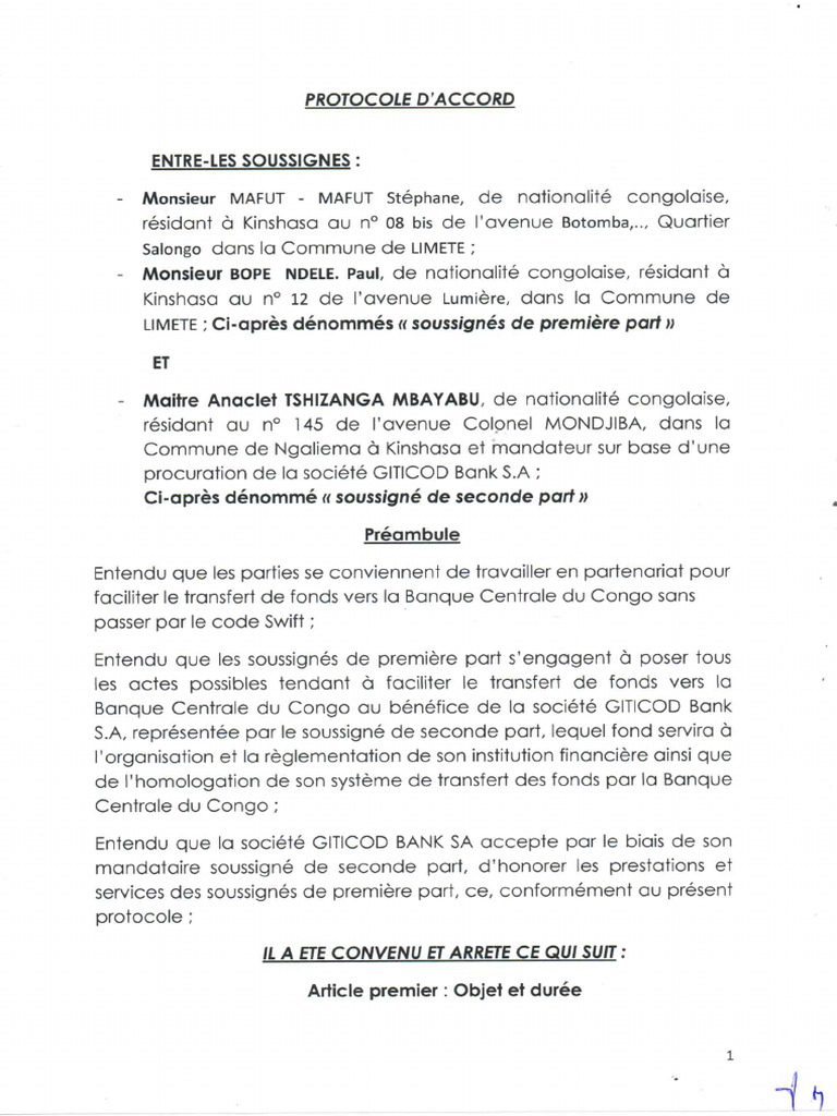 PROTOCOLE D'ACCORD | PDF