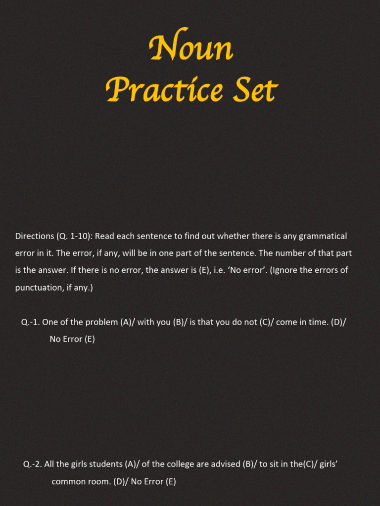 Noun Practice Set - 1 | PDF | Linguistic Morphology | Human Communication