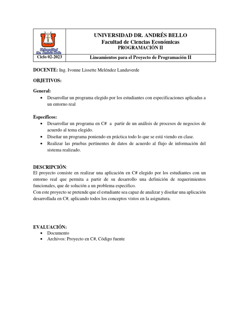 Requerimientos para El Proyecto de Sistemas de Programación II | Descargar gratis PDF ...