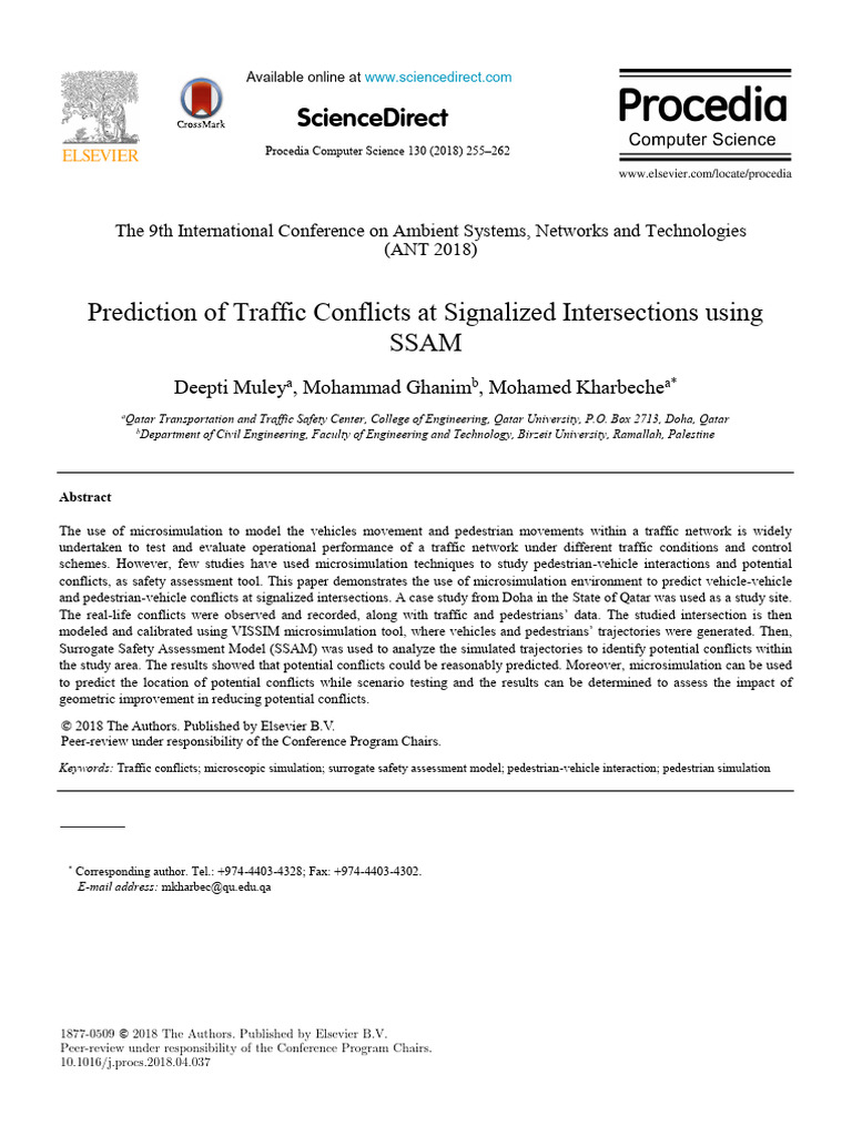 Prediction of Traffic Conflicts at Signalized Intersections Using | PDF | Traffic | Simulation