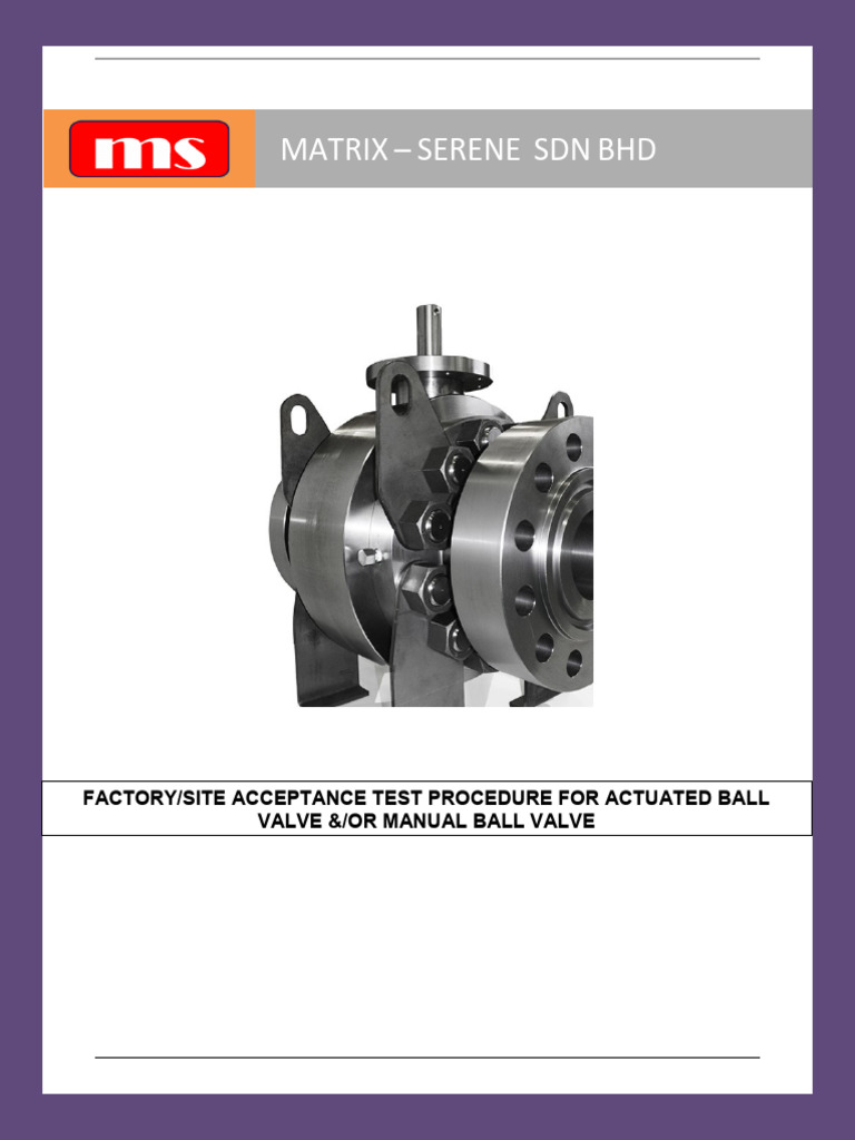 Sat-Fat Procedures For Valves | PDF | Technology & Engineering