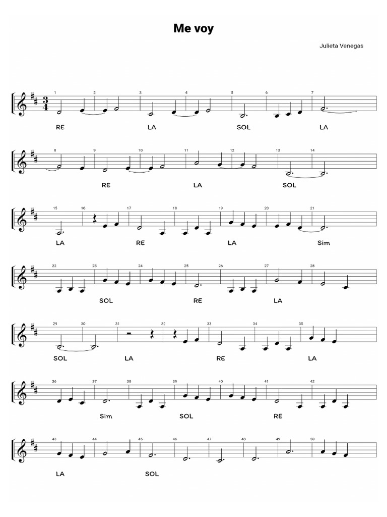 Me Voy - Julieta Venegas (Partitura) | PDF