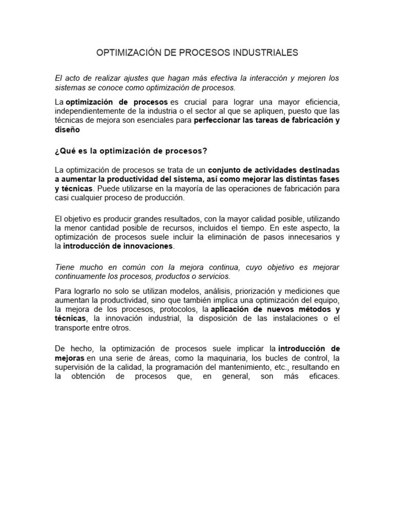 Optimización de Procesos Industriales | PDF | Calidad (comercial) | Optimización Matemática