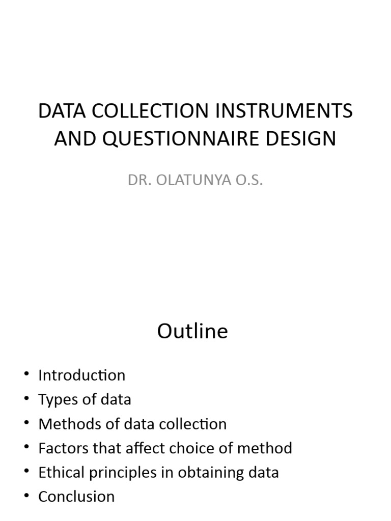 DR Olatunya Data Collection Instruments and Questionnaire Design | PDF ...