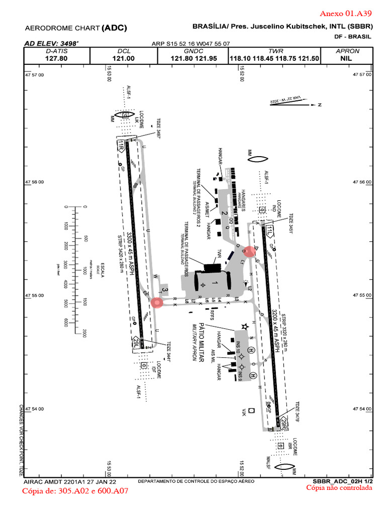 01.a39 - Carta de Aeródromo SBBR | PDF | Navigation