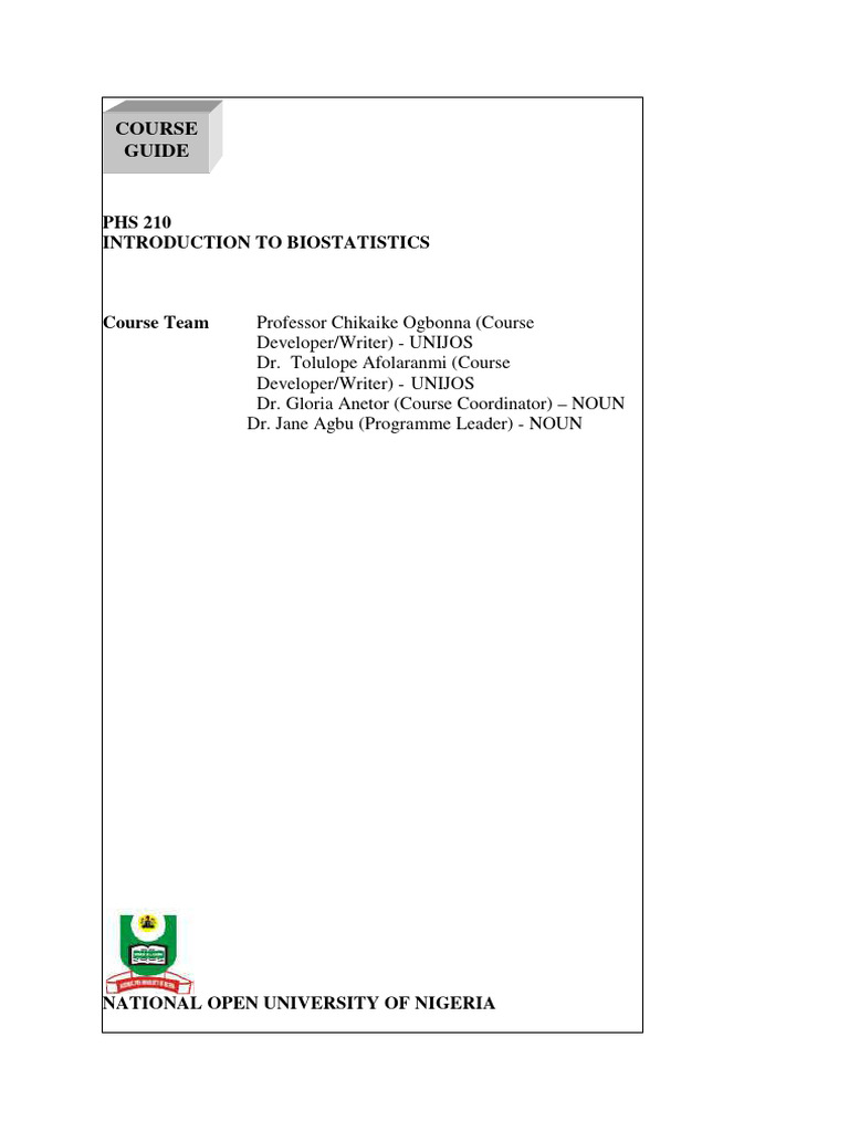 Phs 210 Introduction To Biostatistics | PDF