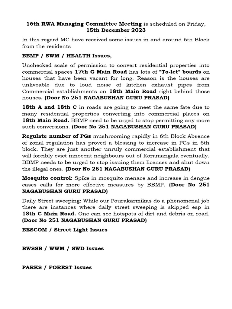 16th MC Meeting 6th Block Issues | PDF