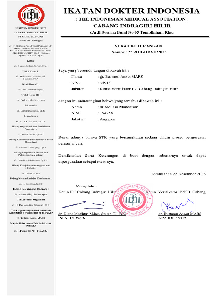 353 Surat Keterangan STR Dalam Pengurusan DR Melisa | PDF 353 Surat Keterangan STR Dalam Pengurusan DR Melisa | PDF