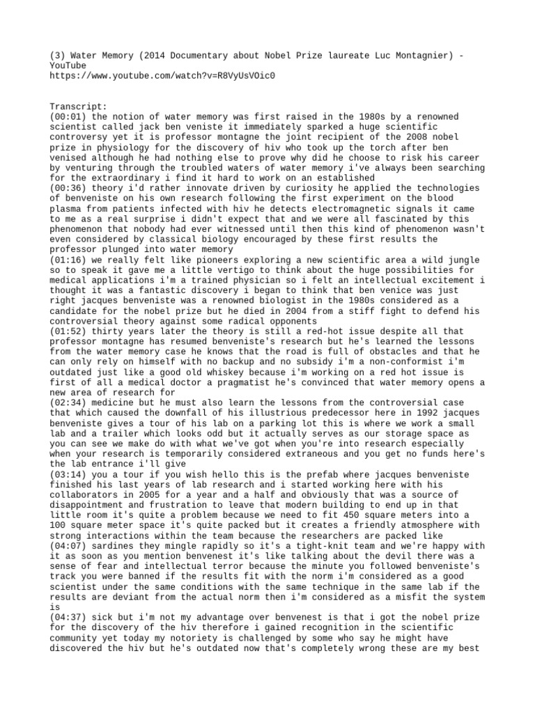 Water Memory | PDF | Polymerase Chain Reaction | Physics