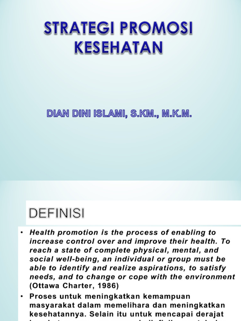 3 - KIE Promkes - 4 BAB 4 Strategi Promosi Kesehatan | PDF