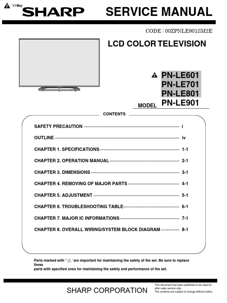 Manuel de service Sharp PN-LE901 | PDF | Technologie et ingénierie